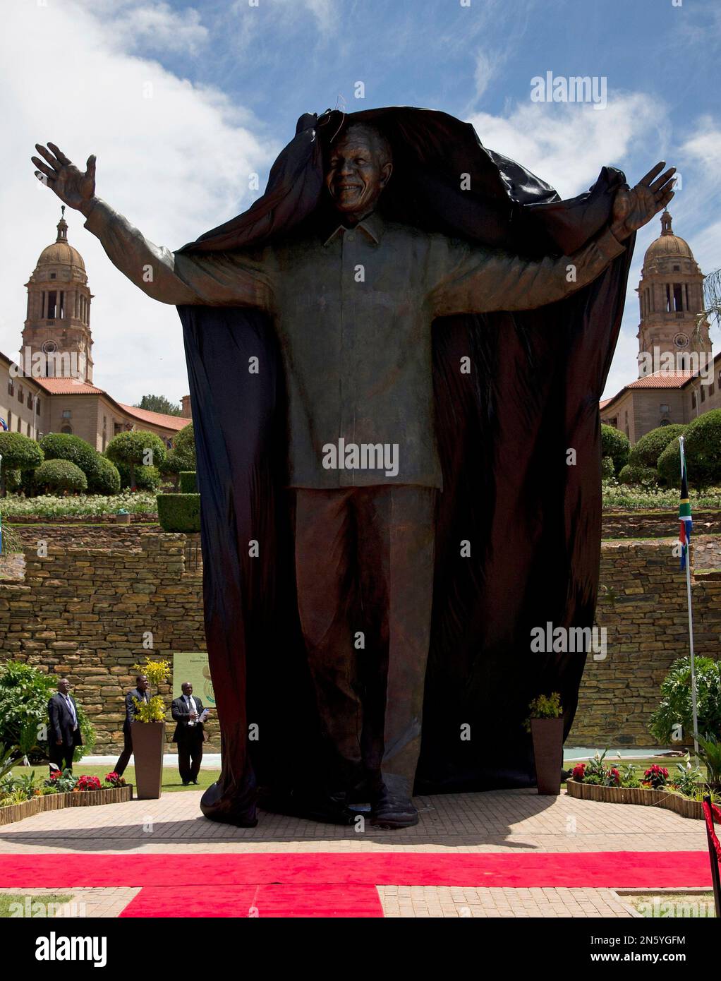 A 9 metre bronze statue of former South Africa President Nelson Mandela ...