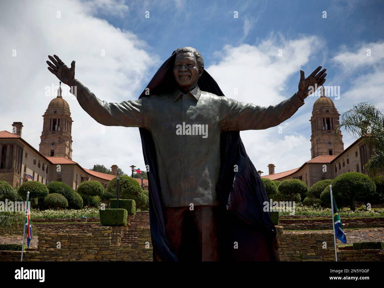 A 9 metre bronze statue of former South Africa President Nelson Mandela ...