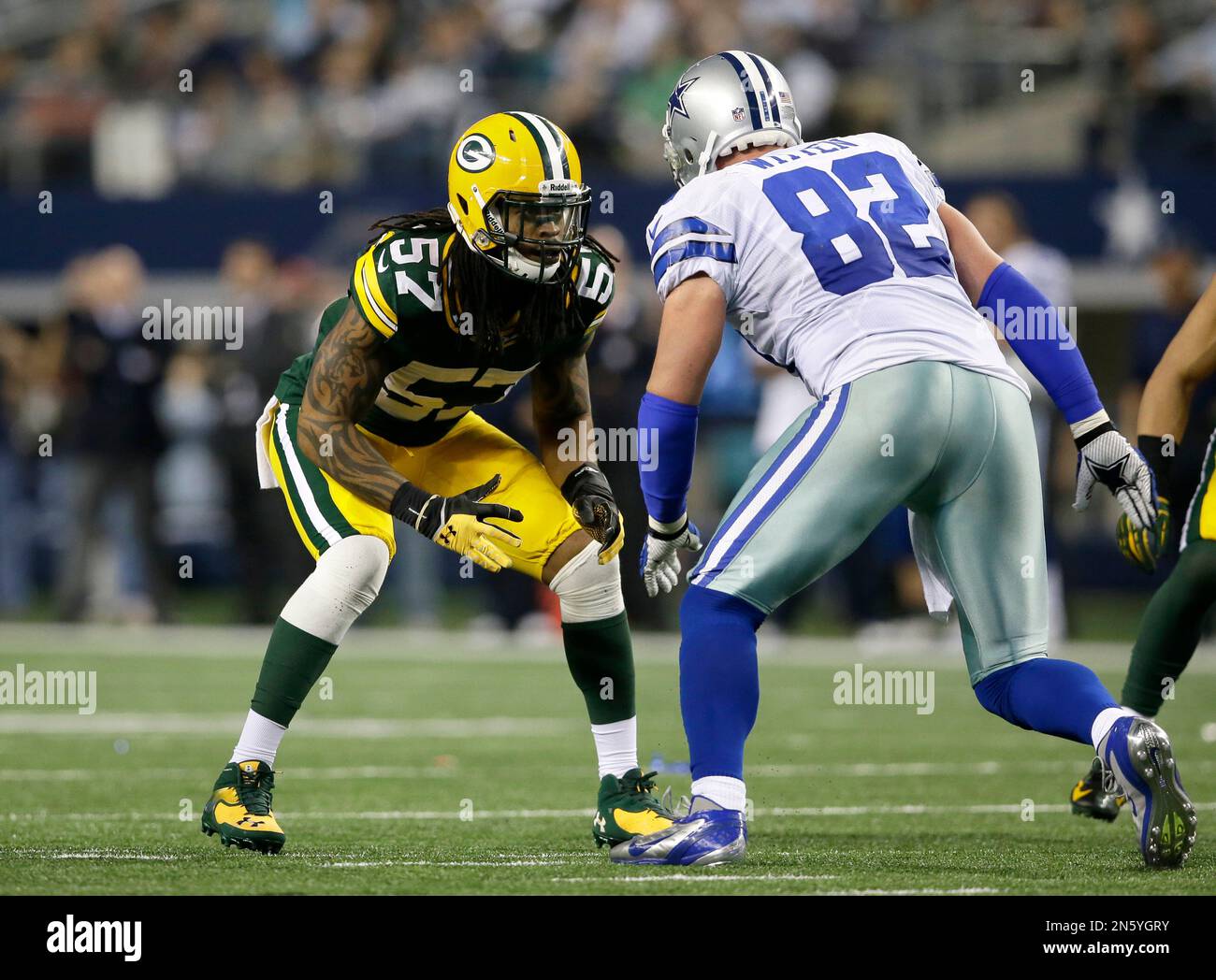 Green Bay Packers' Jamari Lattimore (57) lines up against Dallas ...