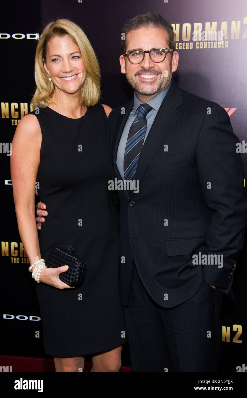 Steve Carell and Nancy Walls attend the "Anchorman 2: The Legend Continues" premiere on Sunday ...