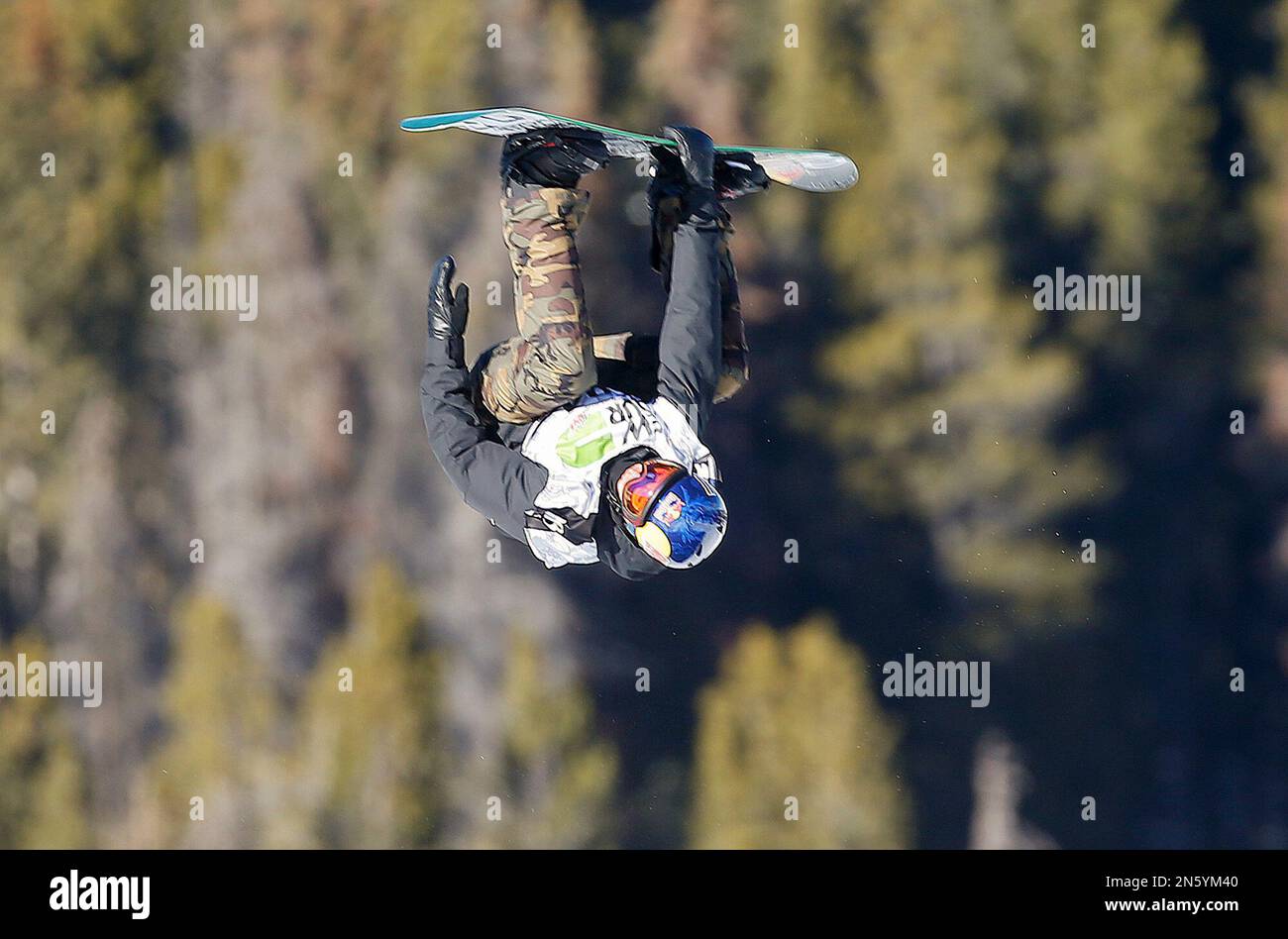 Canada's Mark McMorris flips off a jump during the slopestyle ...