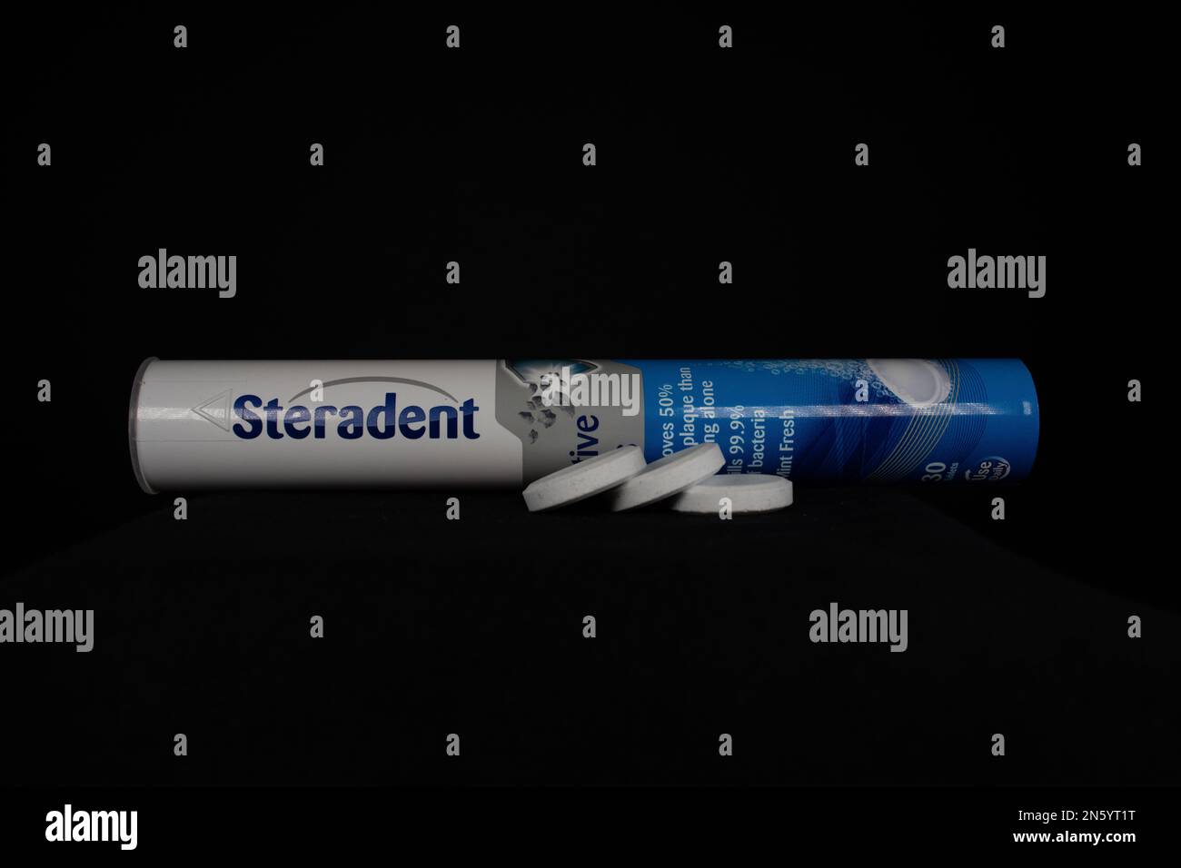 EXETER, DEVON, UK - JANUARY 17, 2023 Steradent Denture Cleaner tube and ...