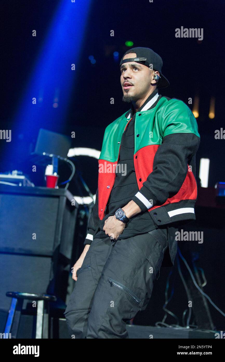 J. Cole performs on stage during Power 106's Cali Christmas at Honda ...