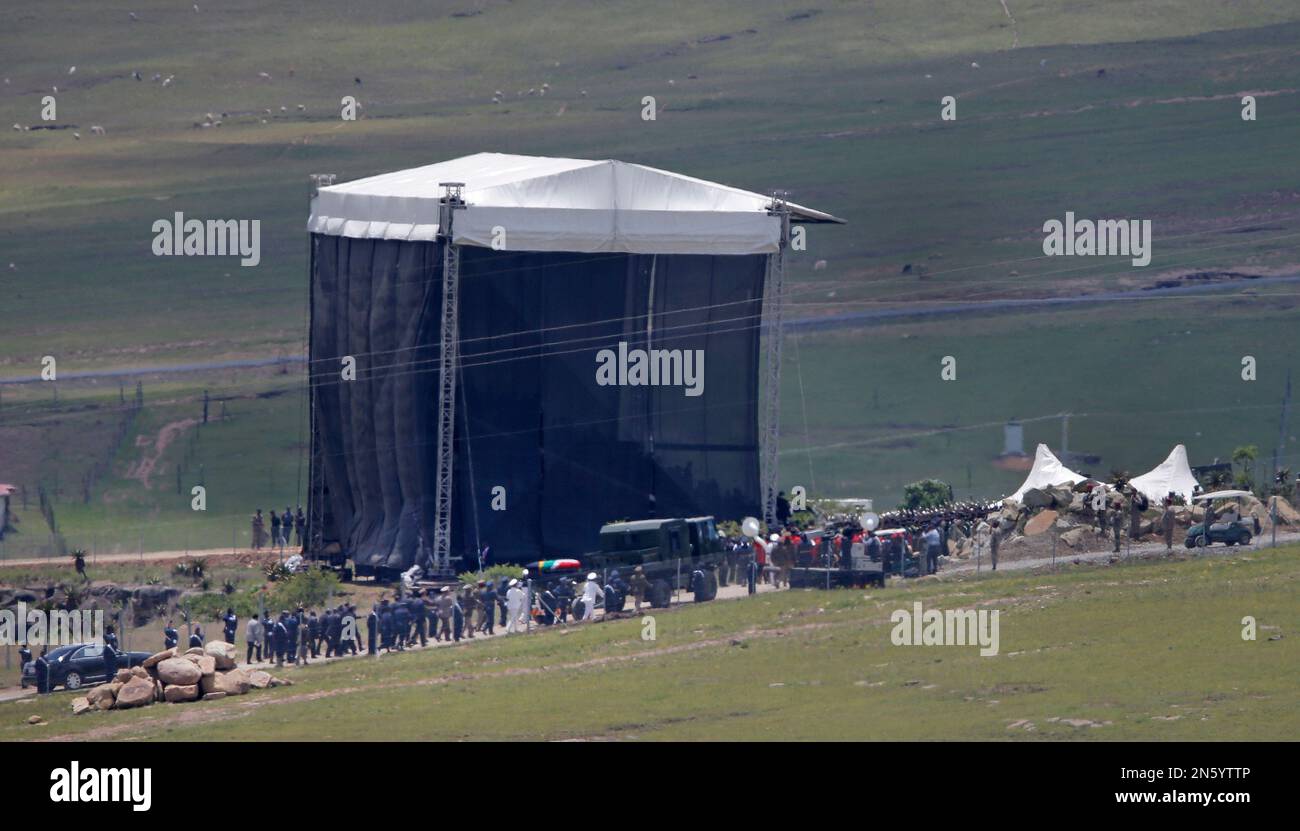 The casket of former South African President Nelson Mandela is carried ...