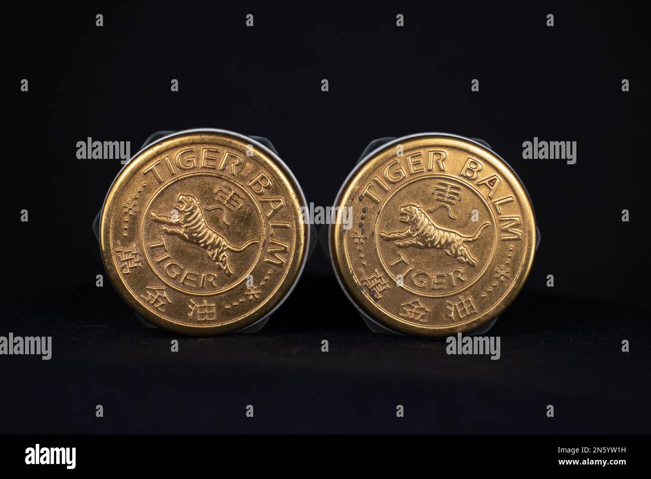 EXETER, DEVON, UK - JANUARY 17, 2023 Tiger Balm analgesic heat rub ...