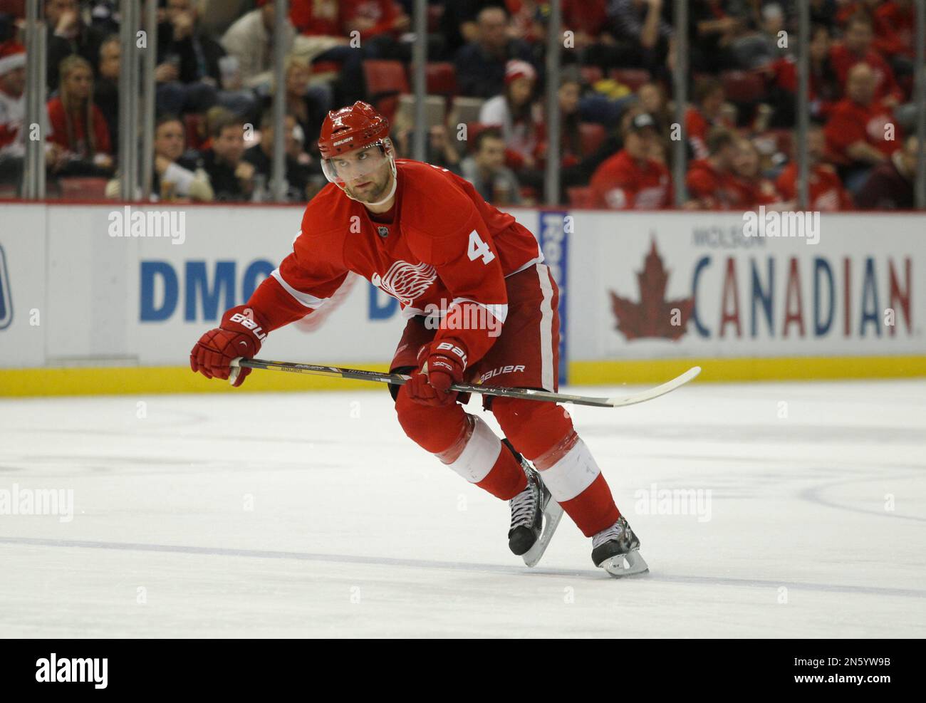 Detroit Red Wings' Jakub Kindl (4), of Czechoslovakia, skates up the ...