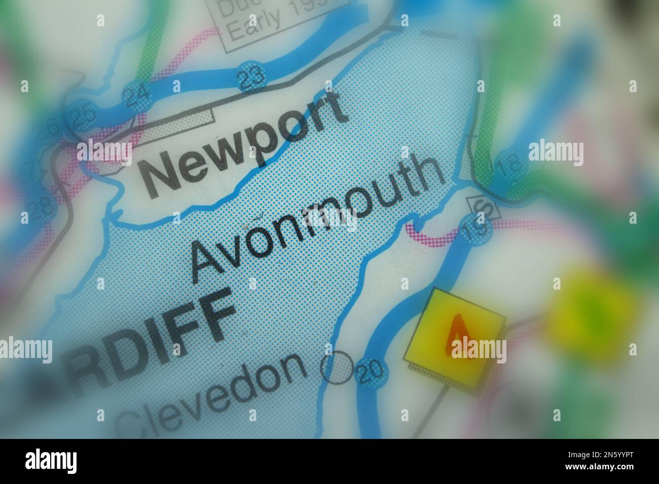 Avonmouth, United Kingdom atlas map town name - tilt-shift Stock Photo ...