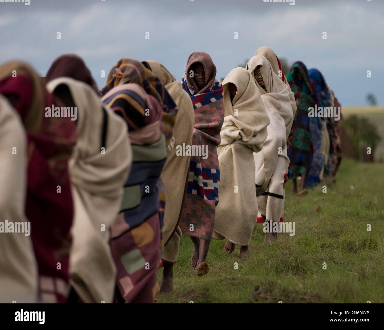 Xhosa-speaking South African men undergoing initiation rituals marking ...
