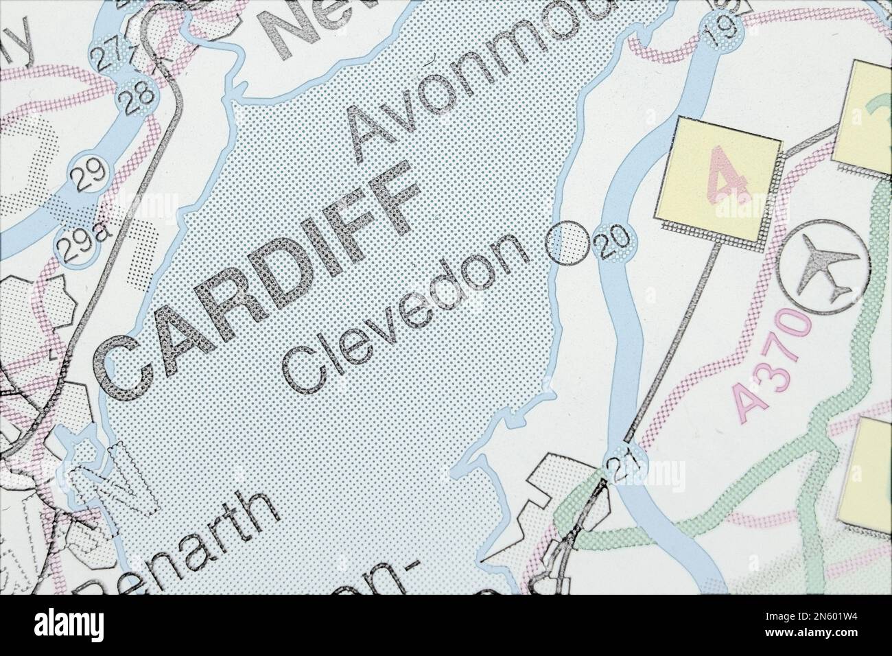 Clevedon, United Kingdom atlas map town name - line drawing Stock Photo ...