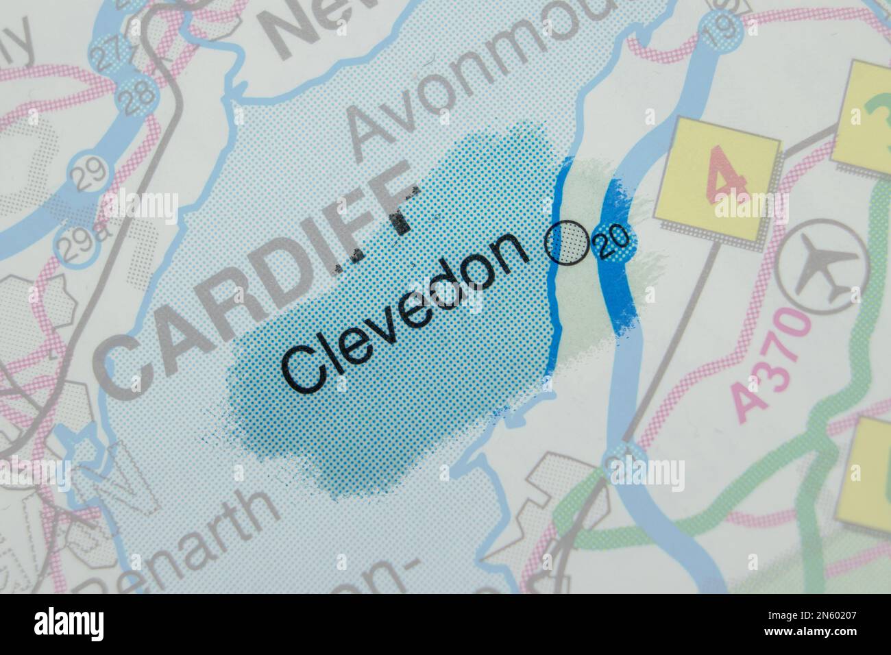Clevedon, United Kingdom atlas map town name - paint Stock Photo - Alamy