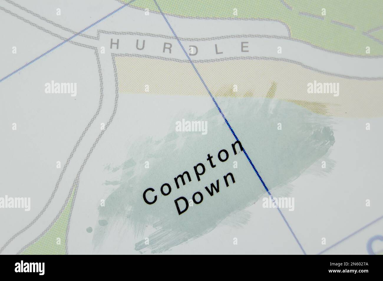 Compton Down, Hampshire, United Kingdom atlas map town name - paint ...
