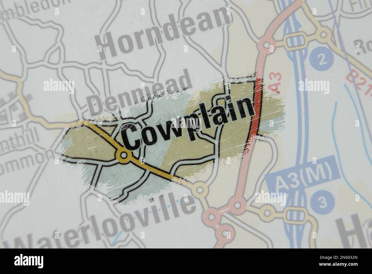 Cowplain, Hampshire, United Kingdom atlas map town name - paint Stock ...