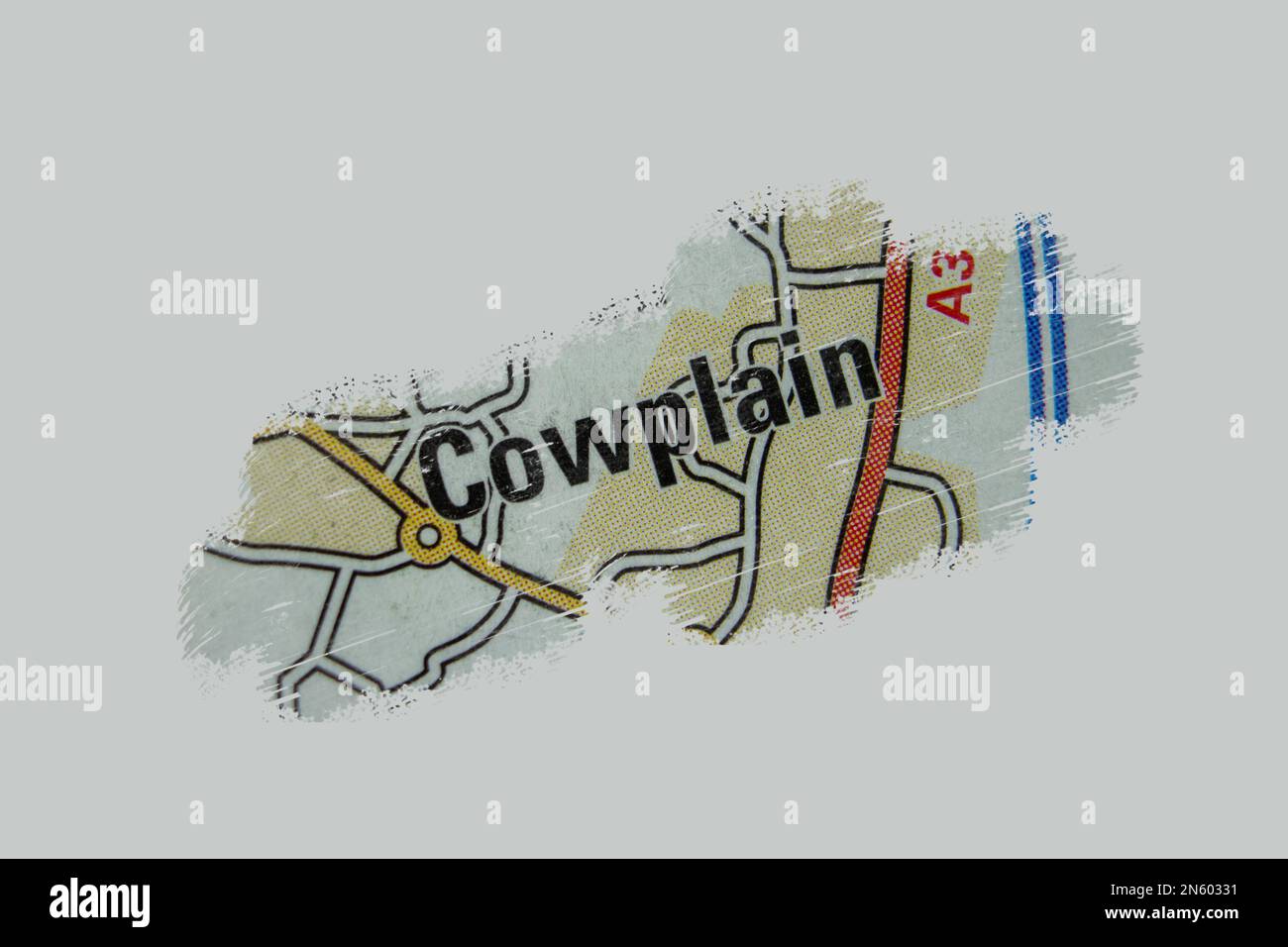 Cowplain, Hampshire, United Kingdom atlas map town name - painting ...