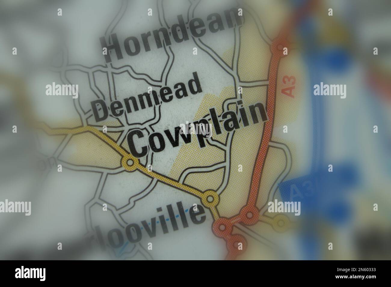 Cowplain, Hampshire, United Kingdom atlas map town name - tilt-shift ...