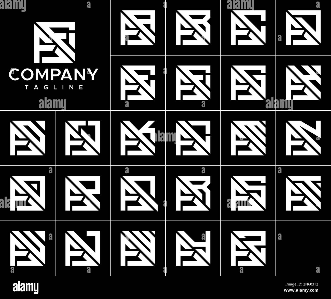 Bundle of abstract square F letter logo design vector. Simple FF F logo vector Stock Vector ...