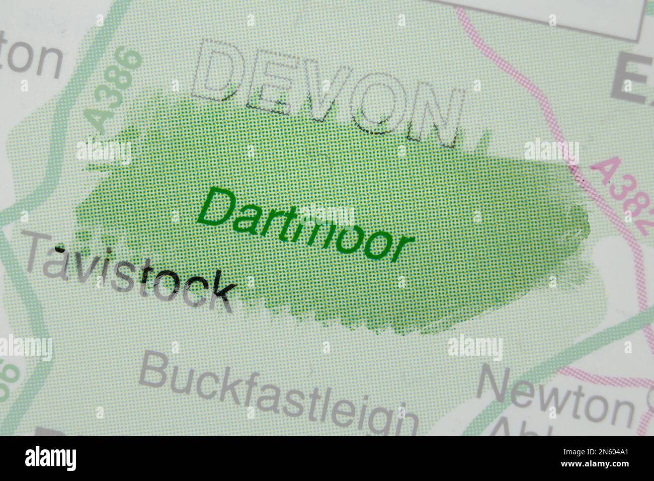 Dartmoor, United Kingdom atlas map town name - paint Stock Photo - Alamy