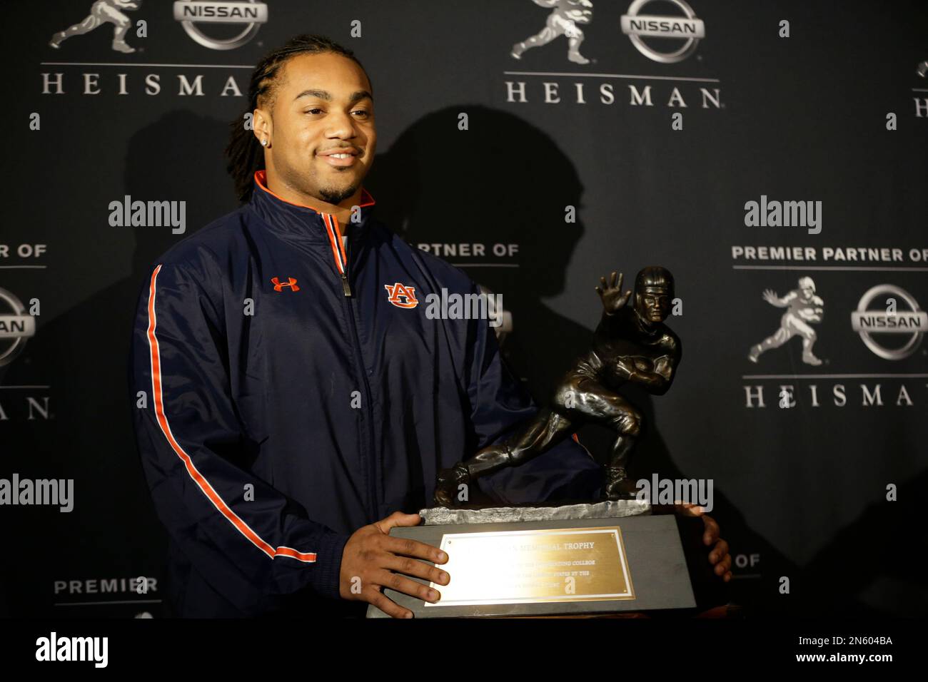 Heisman Trophy finalist Tre Mason, a running back at Auburn, poses with ...