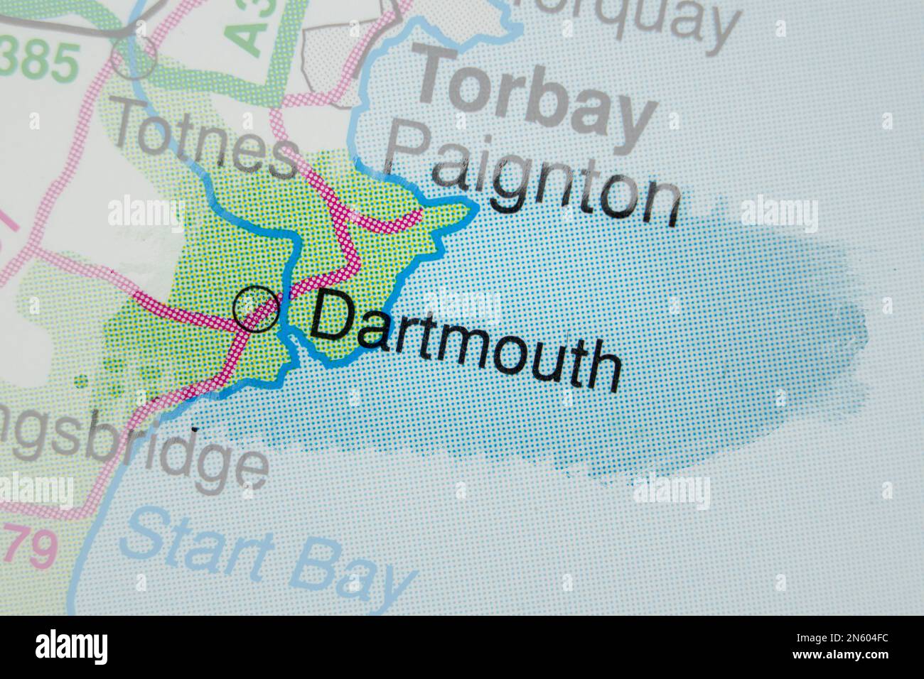 Dartmouth, United Kingdom atlas map town name - paint Stock Photo - Alamy