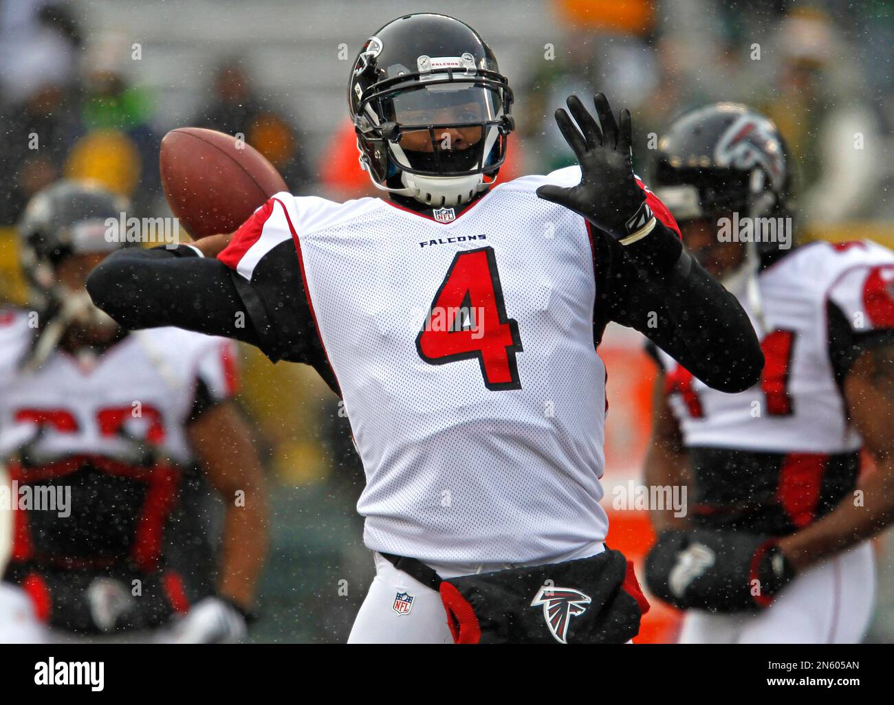 Atlanta Falcons quarterback Dominique Davis throws passes prior to the ...
