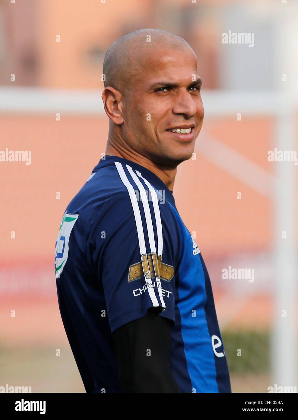Al Ahly SC's Wael Gomaa, looks on during a training session in Agadir ...