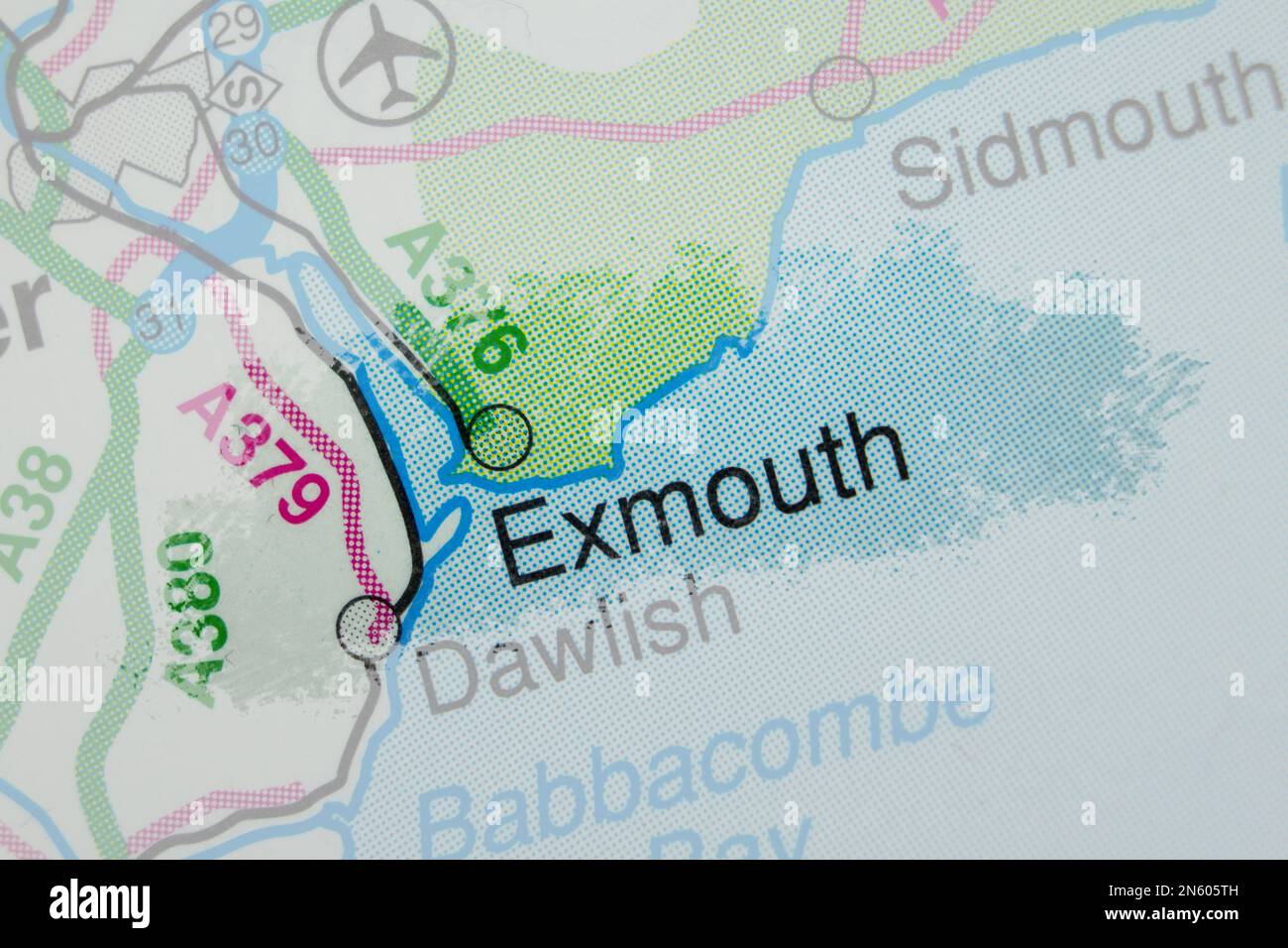 Exmouth, United Kingdom atlas map town name - paint Stock Photo - Alamy