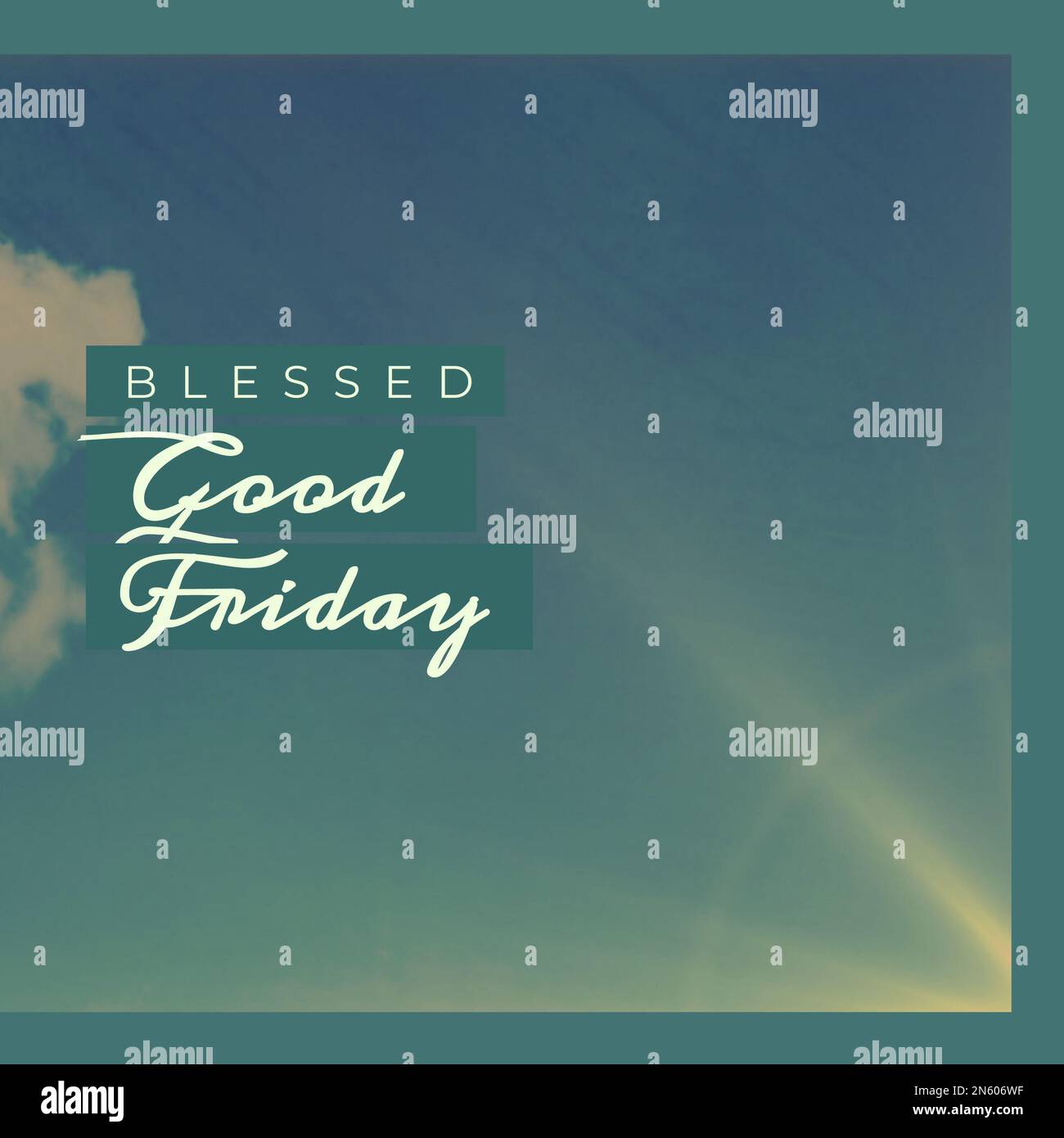 Composition of blessed good friday text over clouds and light trails ...