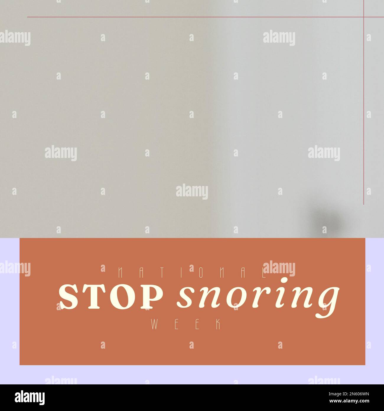 Illustration of national stop snoring week text in brown rectangle over ...