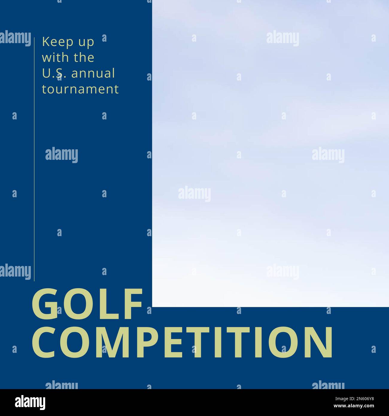 Composition of golf competition text and copy space on blue background ...