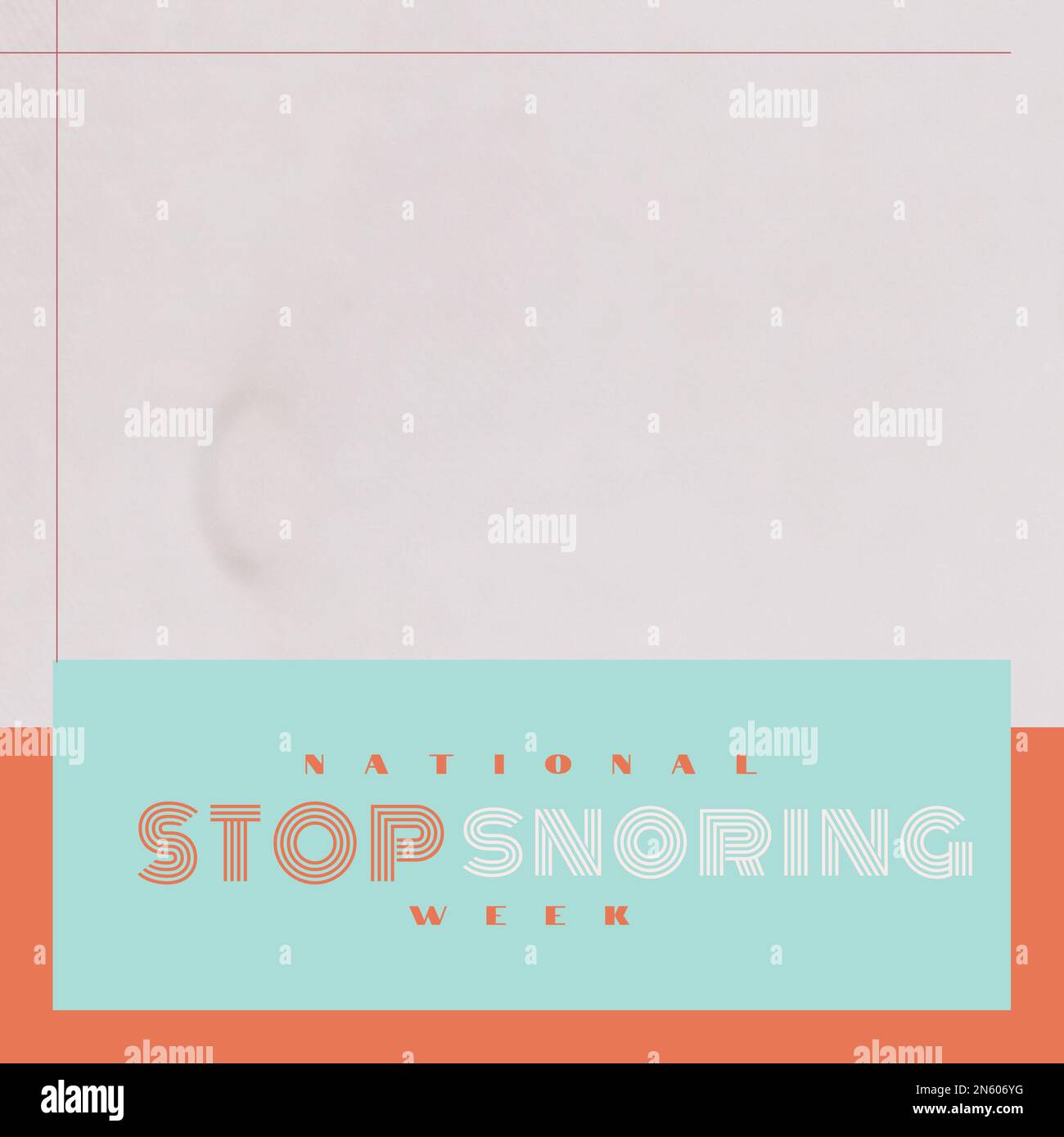 Illustration of national stop snoring week text in blue rectangle ...