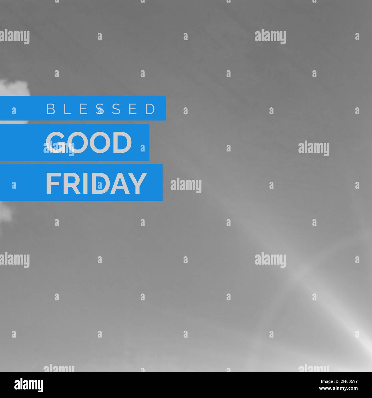 Composition of blessed good friday text over clouds and light trails ...
