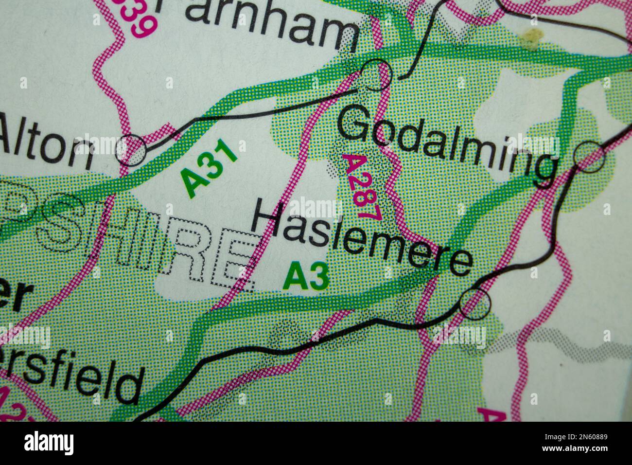Haslemere, United Kingdom atlas map town name Stock Photo - Alamy