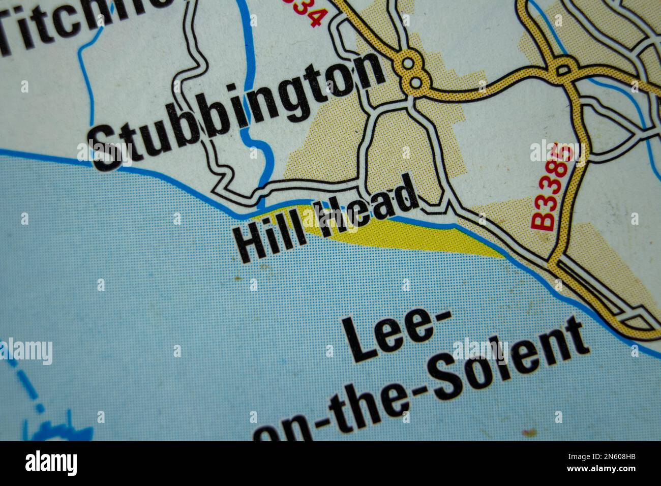 Hill Head, Hampshire, United Kingdom atlas map town name Stock Photo ...