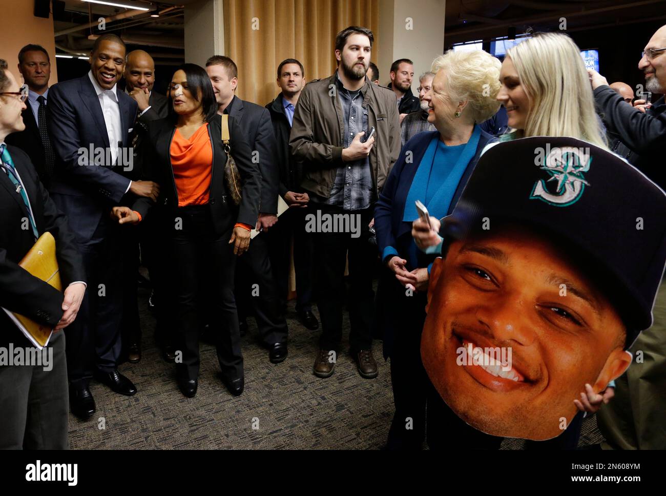Rap artist Jay Z, left, one of the founders of Roc Nation Sports ...