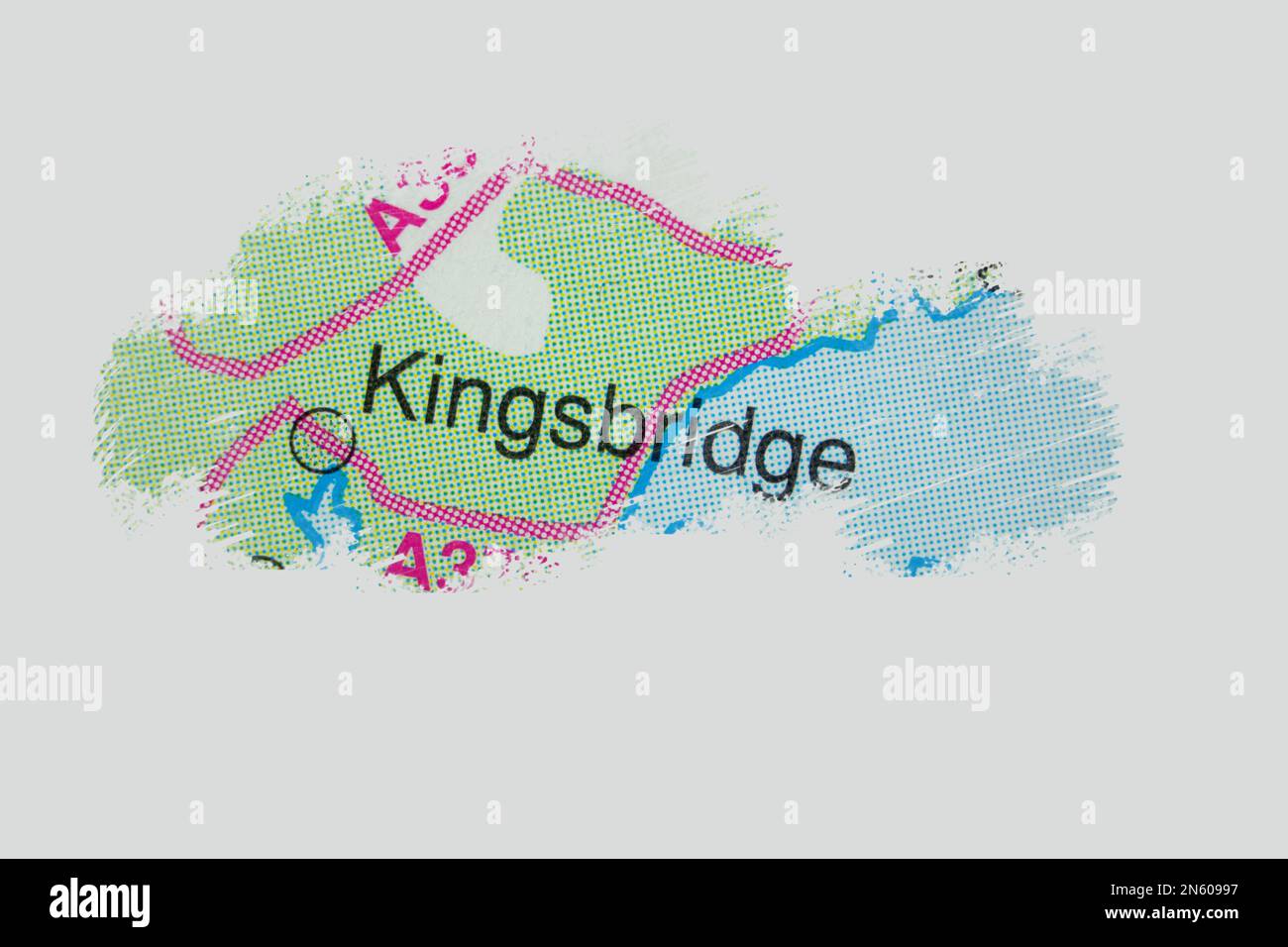 Kingsbridge, United Kingdom atlas map town name - painting Stock Photo ...