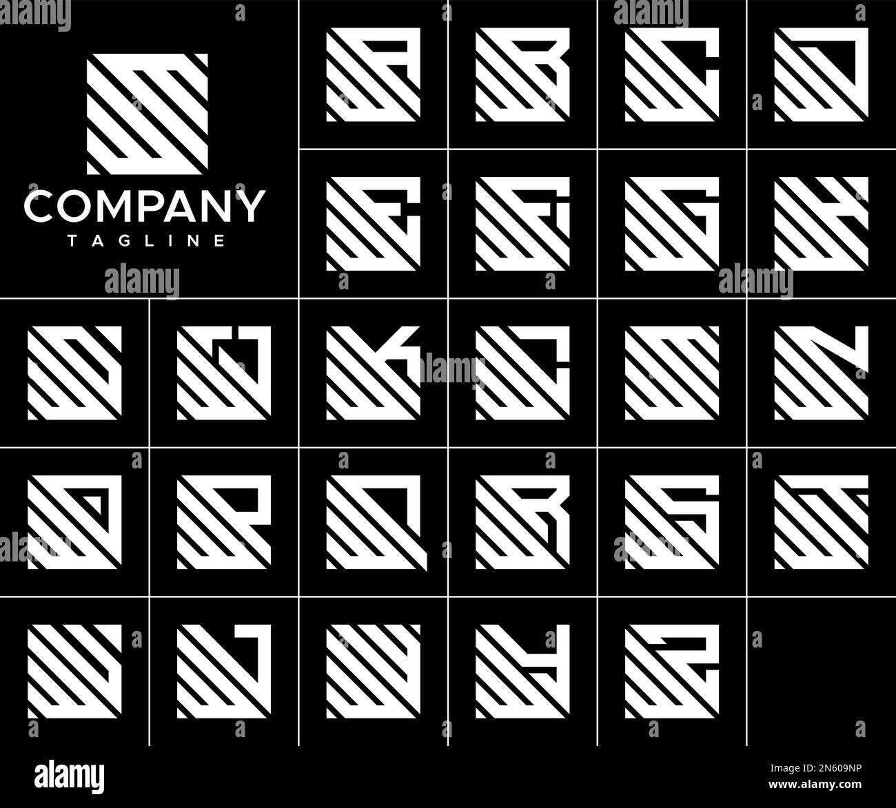 Bundle of abstract square W letter logo design vector. Simple WW W logo ...