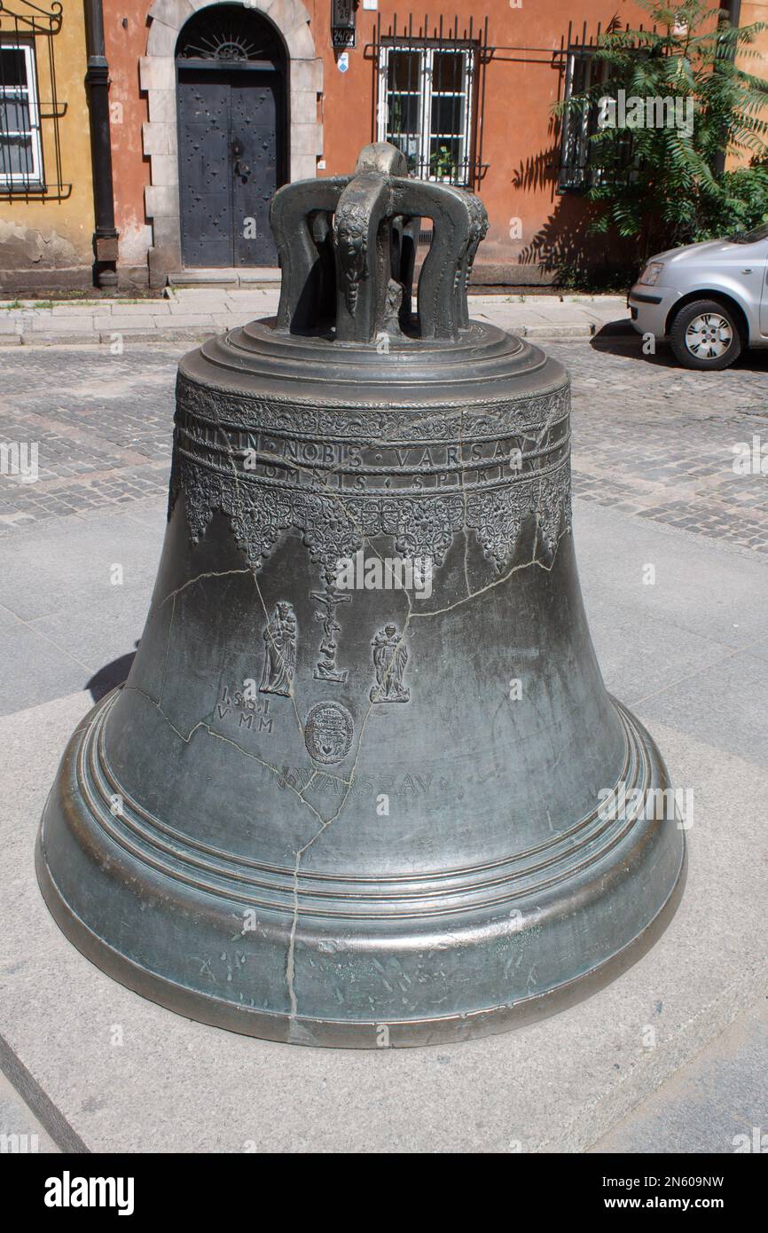 A vertical shot of the Wishing Bell in downtown Warsaw, Poland Stock ...