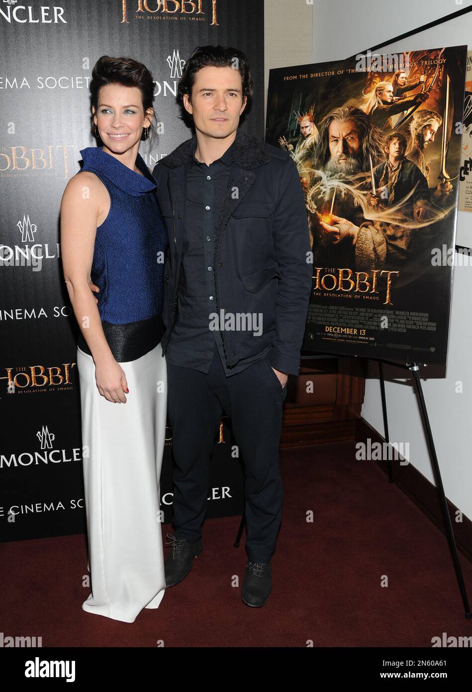 Actors Evangeline Lilly and Orlando Bloom attend a special screening of "The Hobbit: The ...