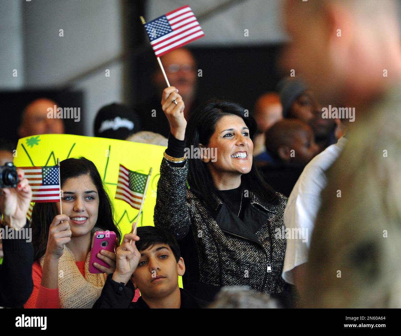 South Caorlina Gov. Nikki Haley, right, her son, Nalin, 12, and ...