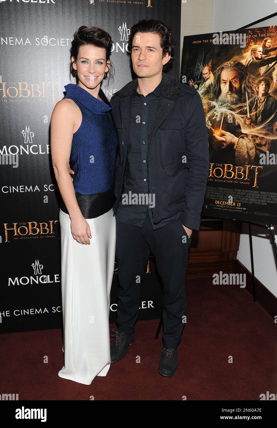 Actors Evangeline Lilly and Orlando Bloom attend a special screening of "The Hobbit: The ...