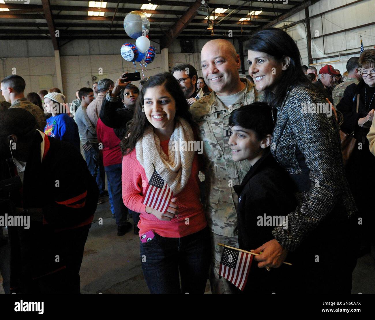 From left, Rena Haley, 15, Capt. Michael Haley, Nalin Haley, 12, and ...