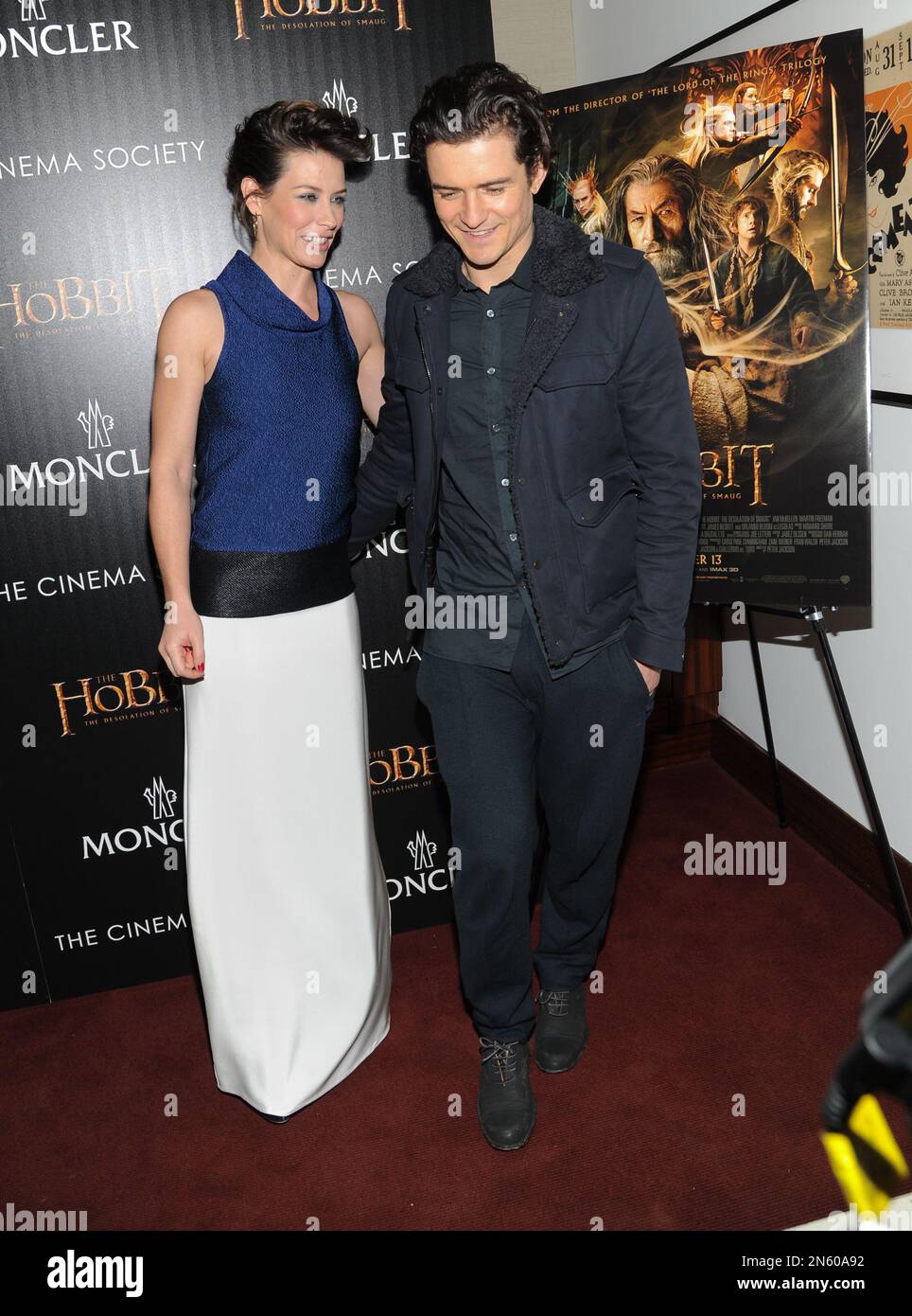Actors Evangeline Lilly and Orlando Bloom attend a special screening of "The Hobbit: The ...