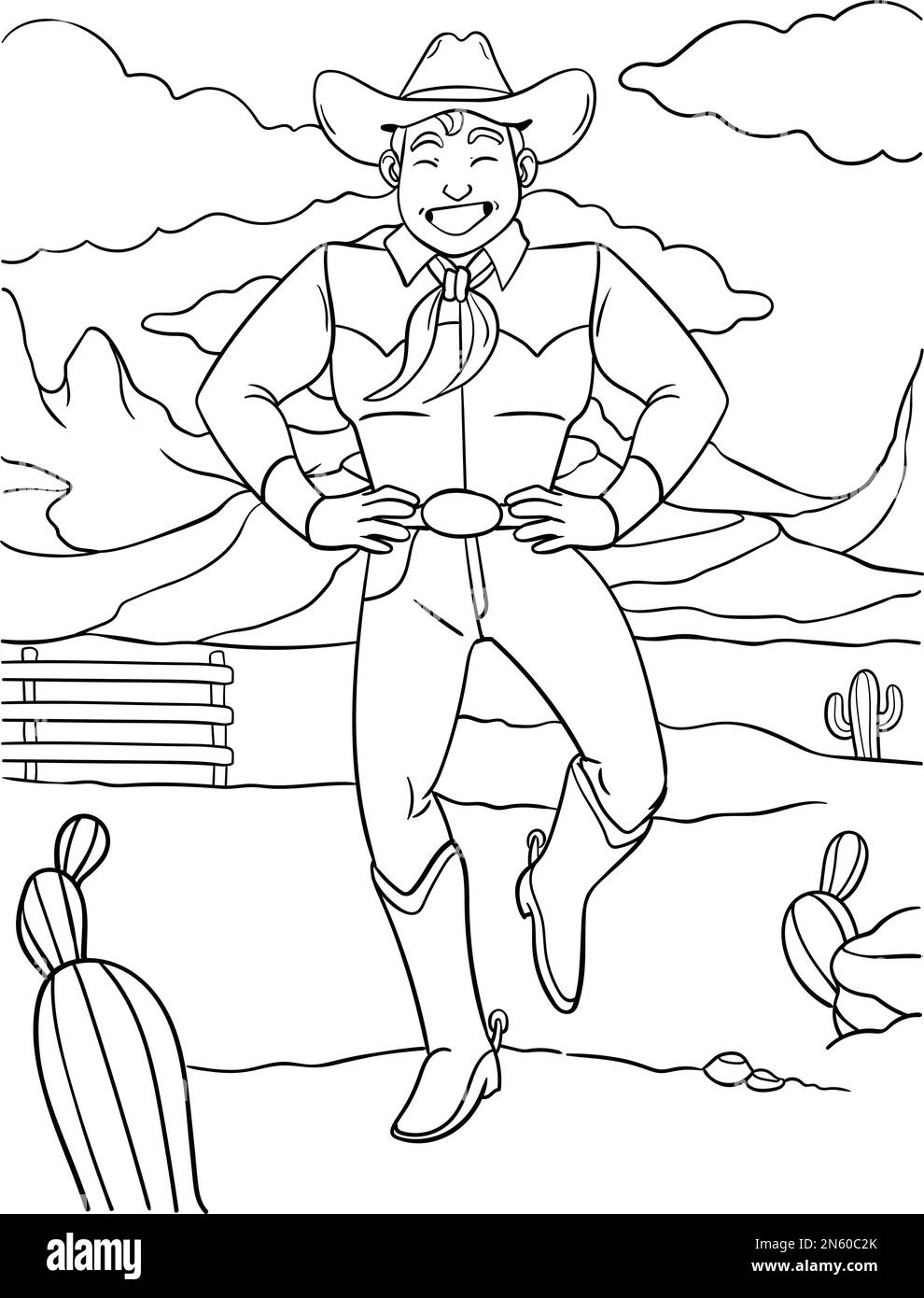 Cowboy Dance Coloring Page for Kids Stock Vector Image & Art - Alamy