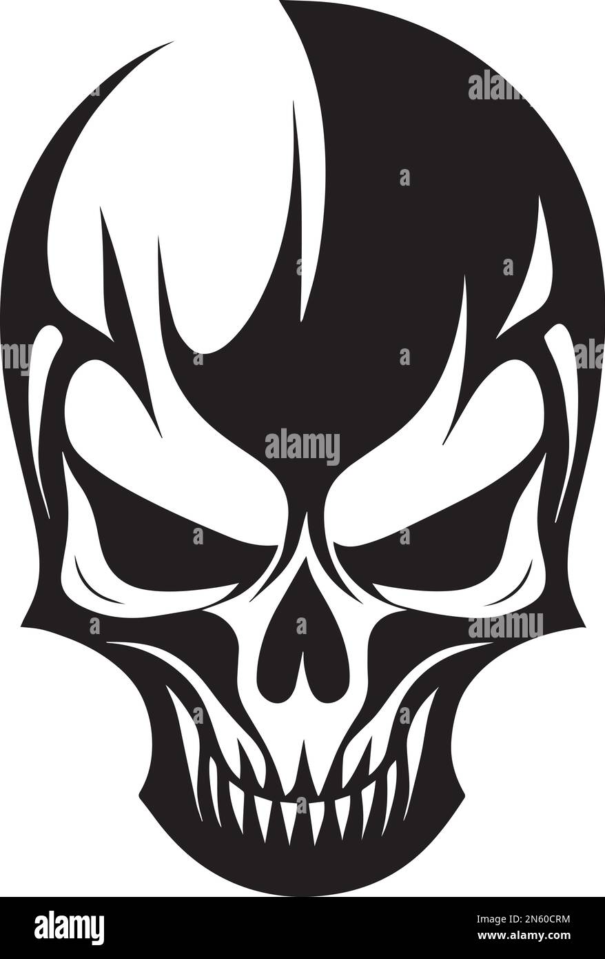 Illustration Of Skull Monochrome Logo Design Stock Vector Image & Art ...