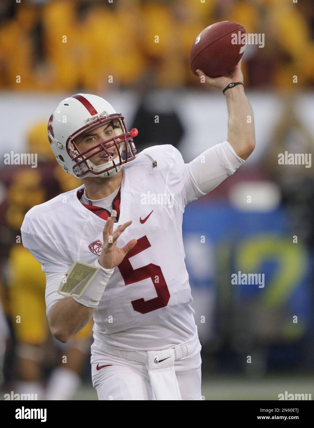 Stanford quarterback Evan Crower (5) during the first half of the PAC ...