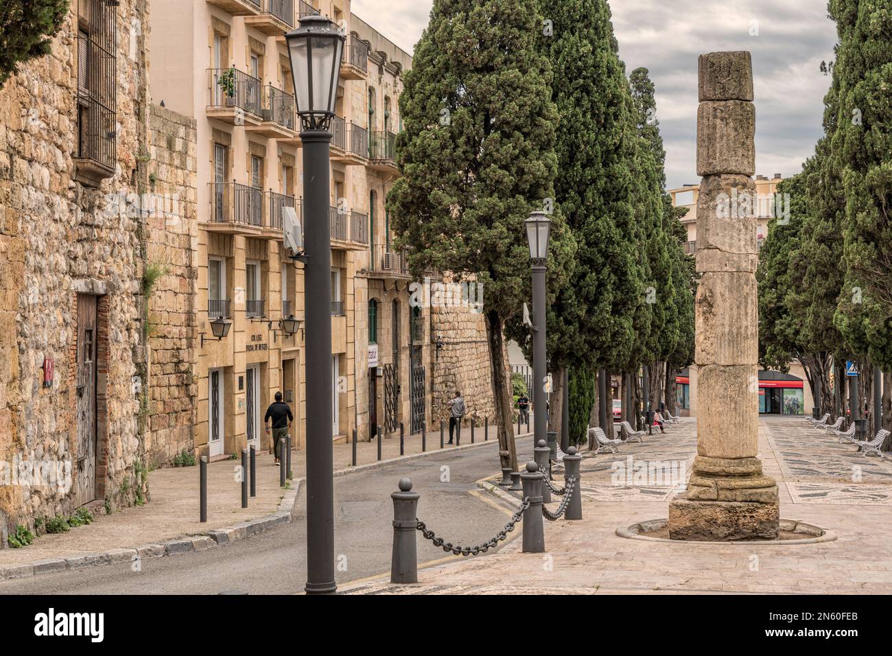 Ancient Via of the Roman Empire in Tarragona, old Tarraco, cobbled ...