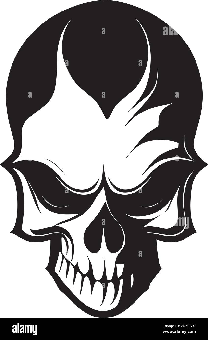 Illustration Of Skull Monochrome Logo Design Stock Vector Image & Art ...