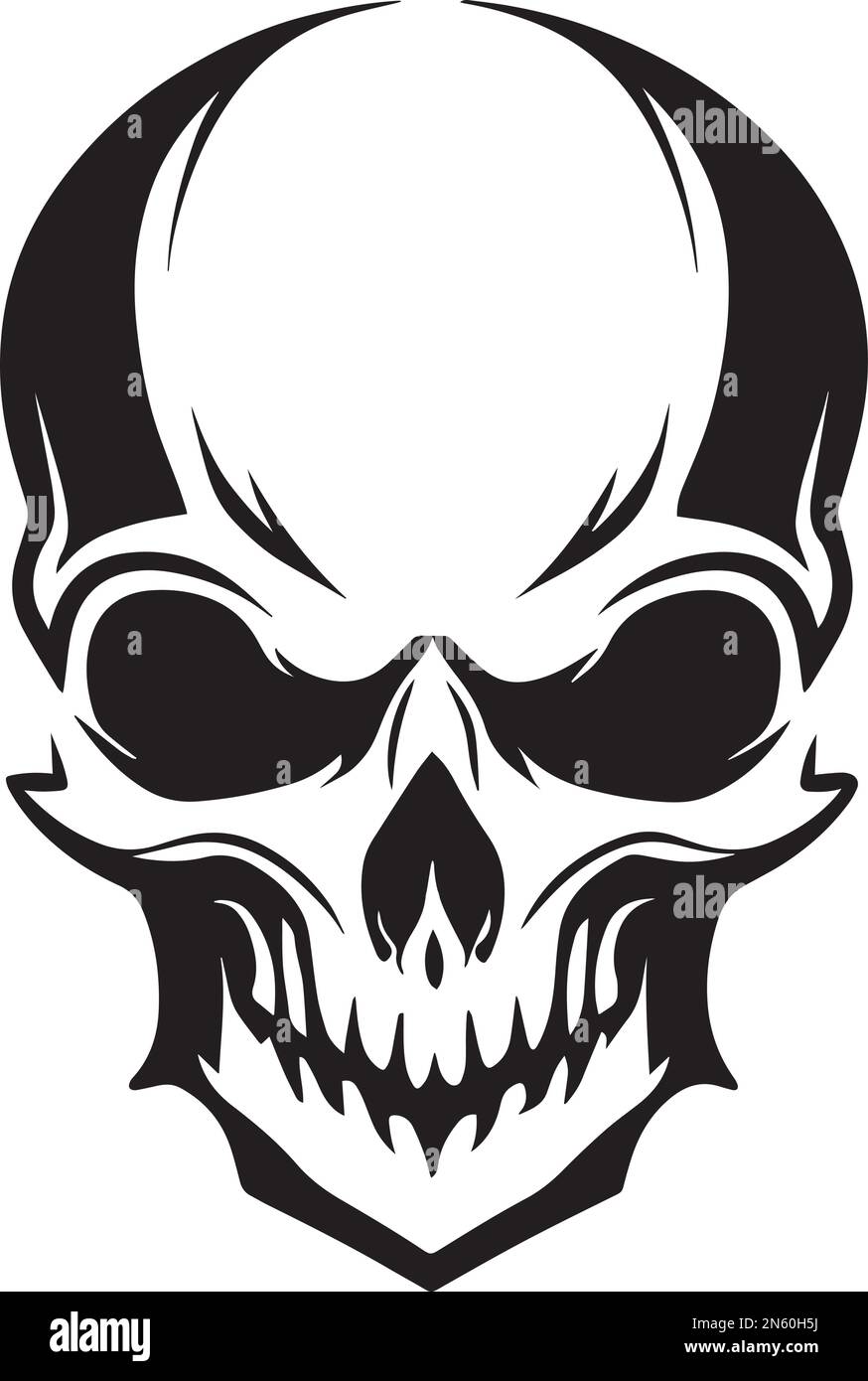 Illustration Of Skull Monochrome Logo Design Stock Vector Image & Art ...