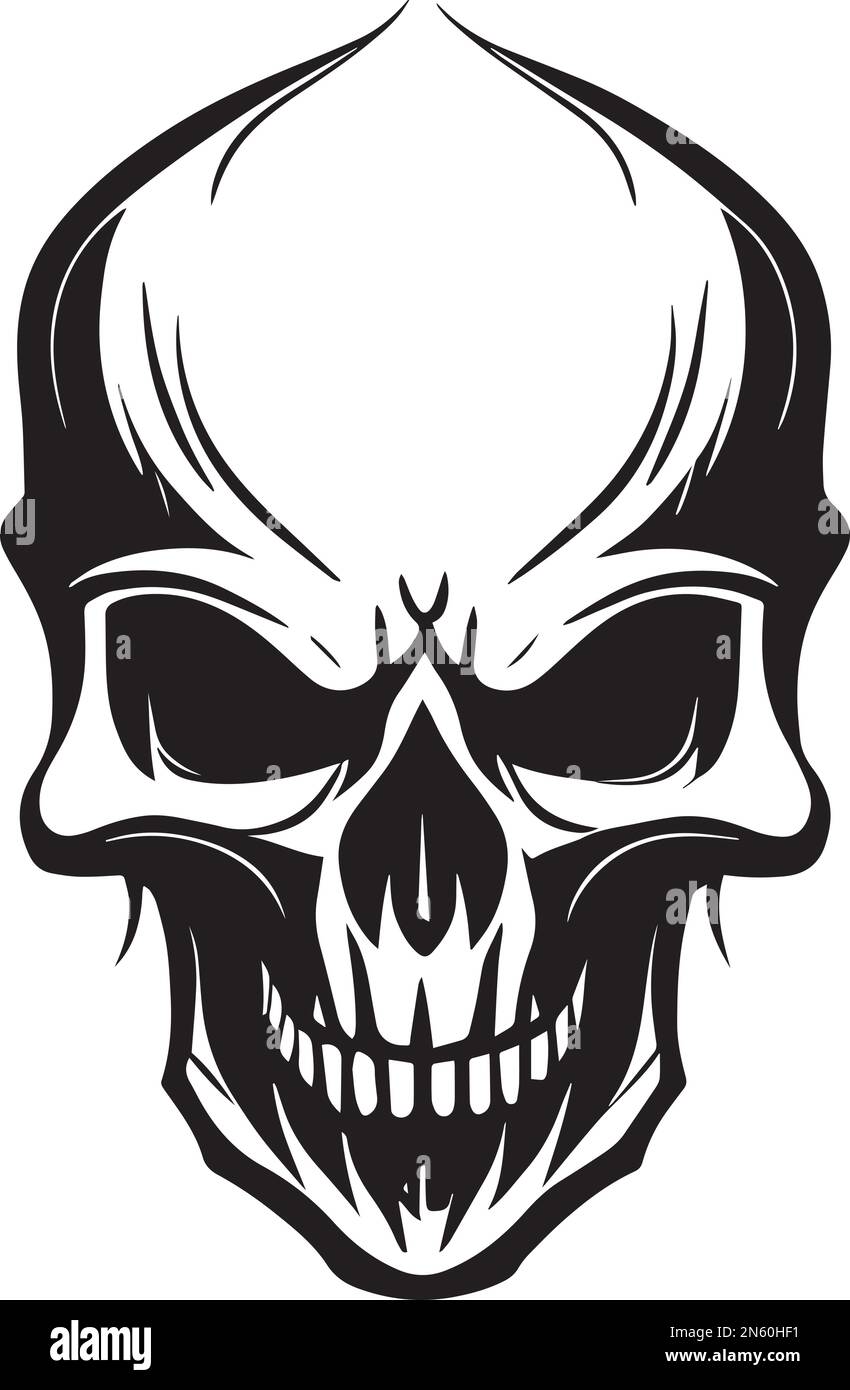 Illustration Of Skull Monochrome Logo Design Stock Vector Image & Art ...