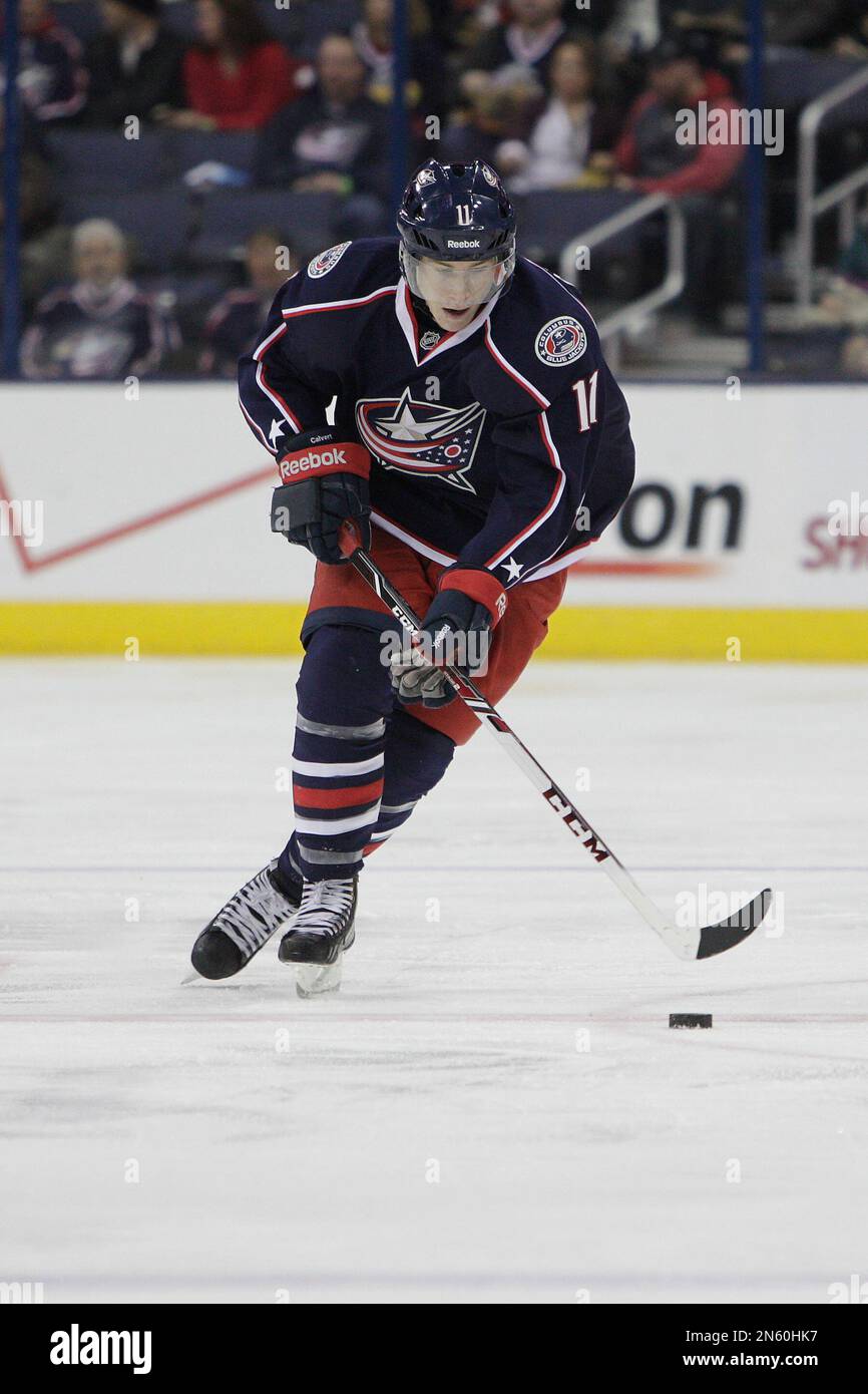 Columbus Blue Jackets' Matt Calvert plays against the New Jersey Devils ...