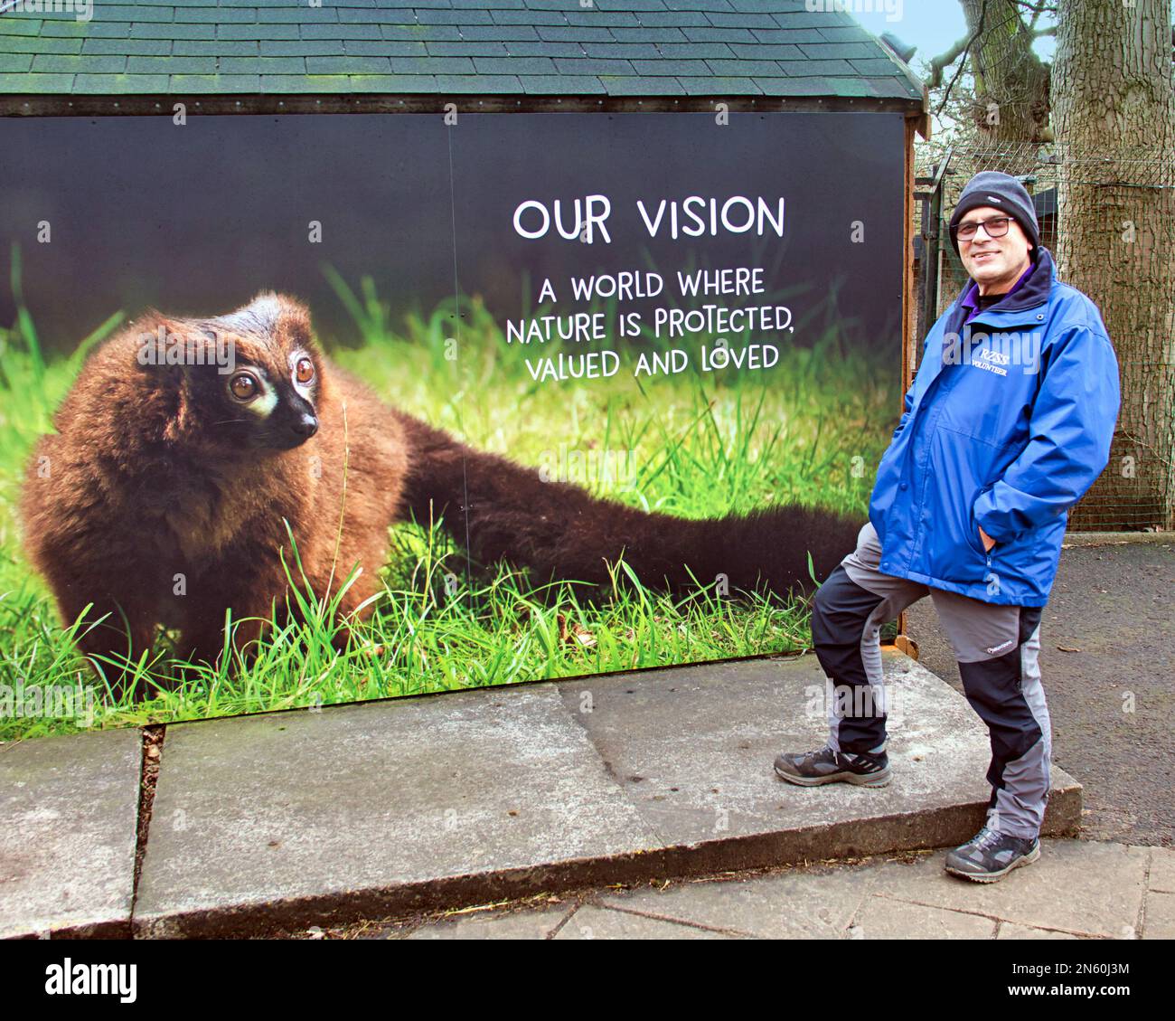 Edinburgh, Scotland, UK 9th February, 2023. Volunteer stands in front ...